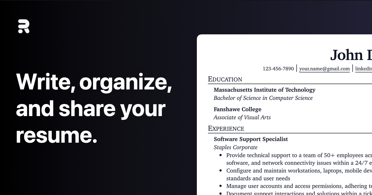 ResumePad - Write, organize, and share your resume
